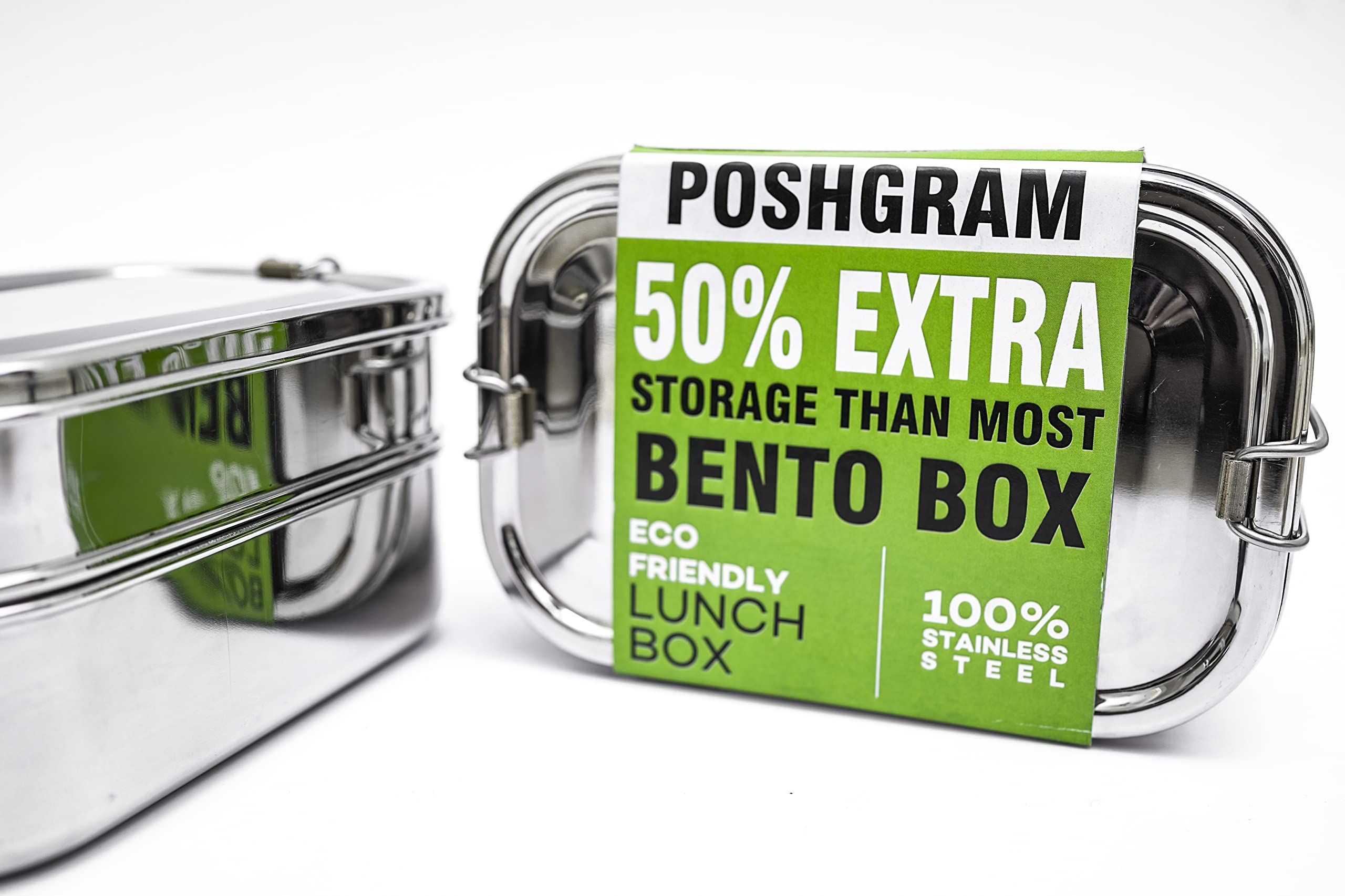 POSHGRAM Eco-Friendly STAINLESS STEEL BENTO BOX for adults and kids, 3-Tier Lunch Box For adults and kids, Size 6.4 * 4.4 * 3.3 (Inches)