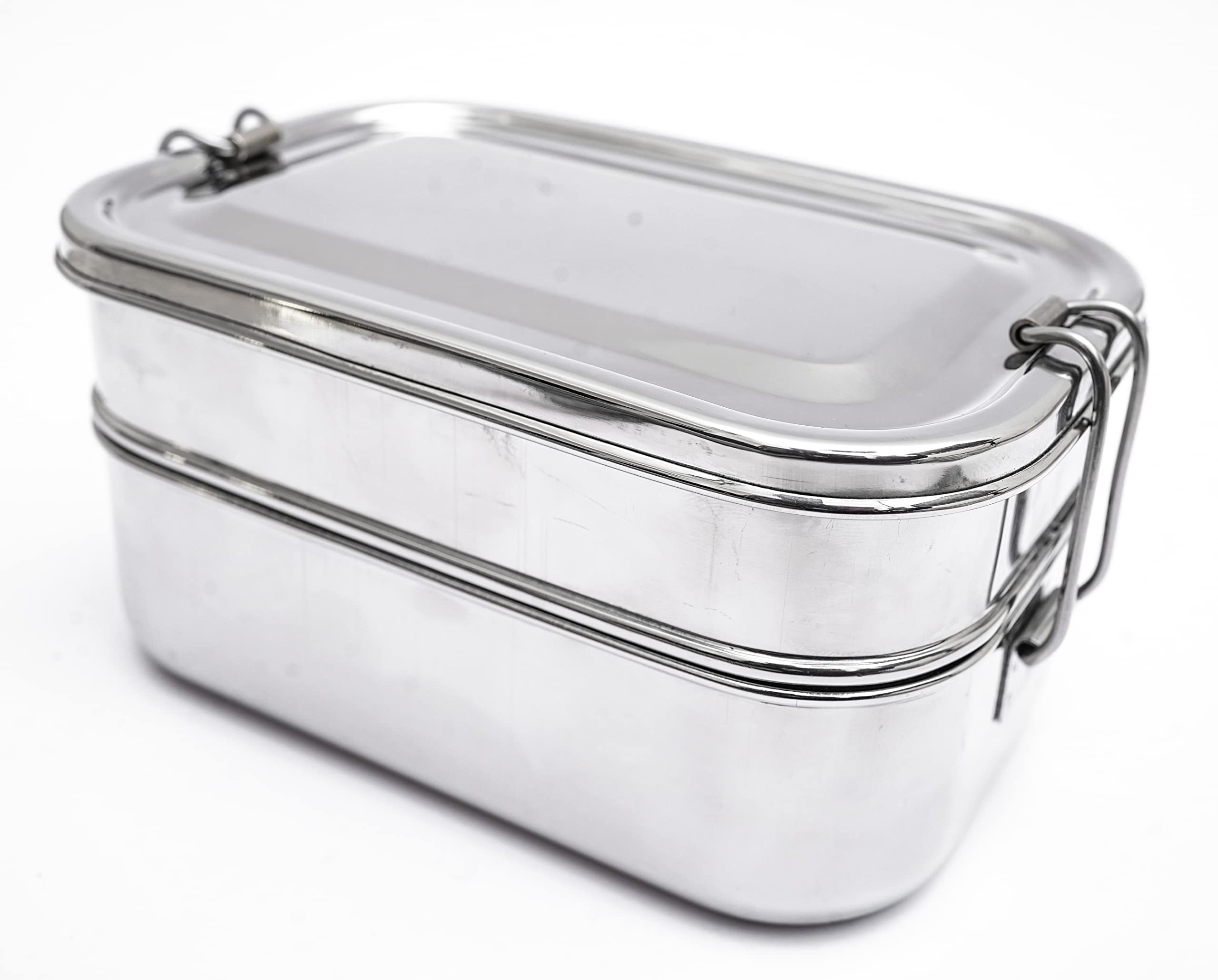 POSHGRAM Eco-Friendly STAINLESS STEEL BENTO BOX for adults and kids, 3-Tier Lunch Box For adults and kids, Size 6.4 * 4.4 * 3.3 (Inches)