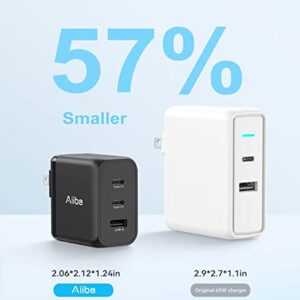 Aiibe USB C Charger 65W 3-Port PD 3.0 Fast Charger 65W GaN Wall Charger USB C Charger Block Type-C Foldable Adapter for MacBook Pro/Air, iPad Pro, iPhone 15/14/Pro, Galaxy S23 S22, Dell XPS13, Laptops