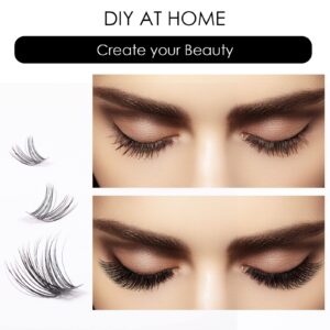 Cluster Lashes 72 Individual Lashes Clusters Eyelash Extensions False Eyelashes DIY Wispy Fluffy Lash Extension Kit Reusable False Eyelashes Natural Look Mix 10-16mm C D Curl-DM01