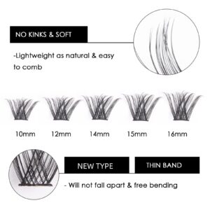 Cluster Lashes 72 Individual Lashes Clusters Eyelash Extensions False Eyelashes DIY Wispy Fluffy Lash Extension Kit Reusable False Eyelashes Natural Look Mix 10-16mm C D Curl-DM01