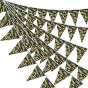 49ft army camo birthday decorations, army camo pennant flag banner, army camo theme triangle flags banner for army camo birthday party decorations