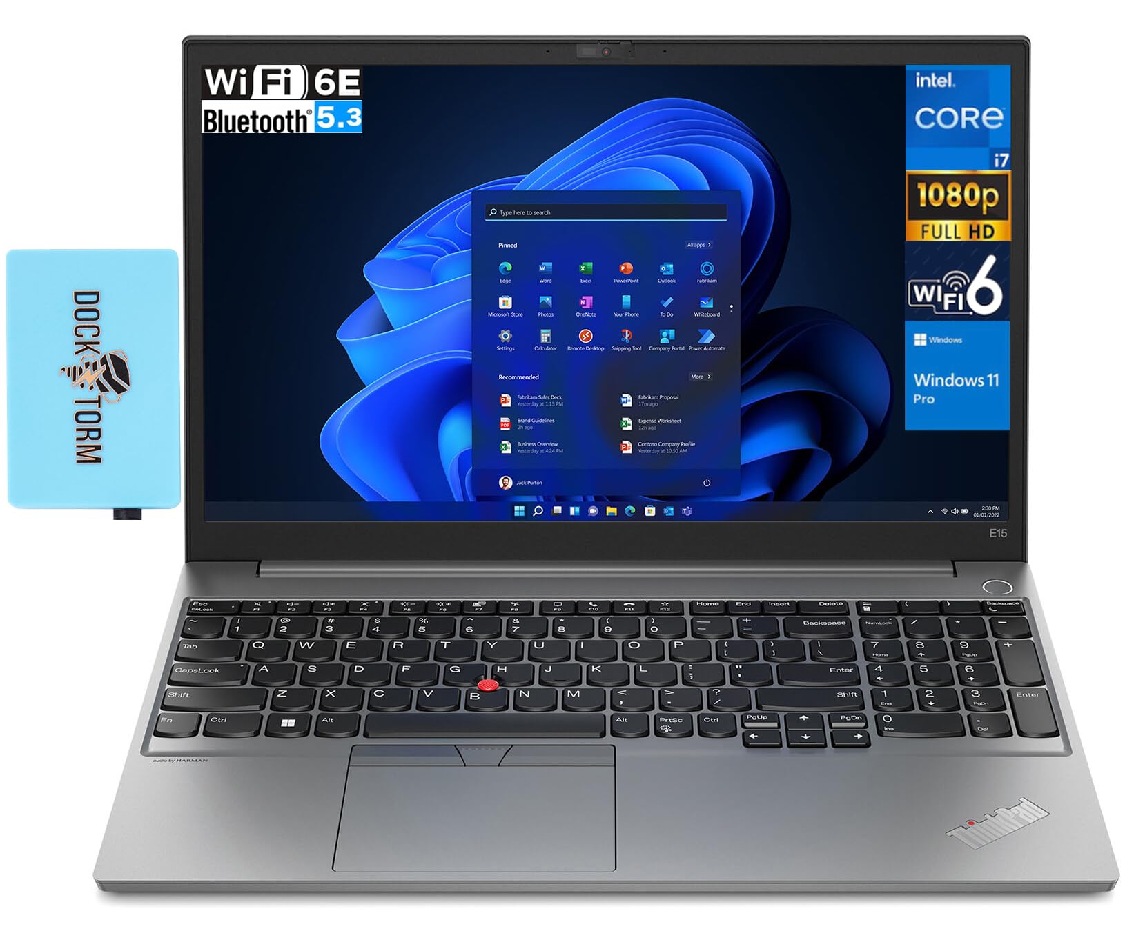 Lenovo ThinkPad E15 Gen 4 15.6" FHD IPS Business Laptop (Intel i7-1255U, 40GB RAM, 1TB PCIe SSD, WiFi 6E, Bluetooth 5.3, Thunderbolt 4, Webcam, RJ-45, Win11Pro) w/DKZ Hub USB Port Expander