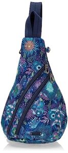 sakroots women's on the go sling backpack in nylon eco twill, royal blue seascape 2