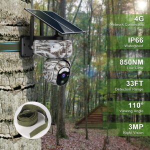 Vyze-Link 4G LTE Cellular Trail Camera, Outdoor Wireless Solar Game Cameras with Sim Card, Colorful Night Vision, Motion Activated, IP66, 360° Rotation, 2-Way Audio, No WiFi Needed, TF Card Included