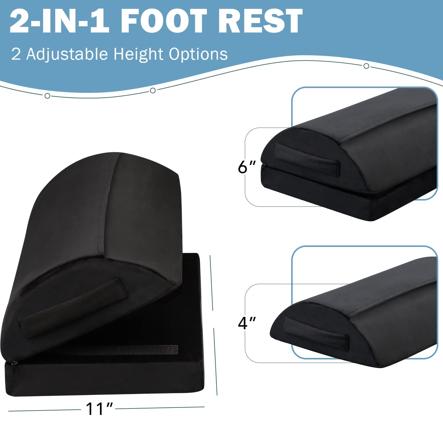 Foot Rest for Under Desk at Work, Footrest with Warm Feet Pocket, Adjustable Desk Footrest for Office Chair & Gaming Chair,Ergonomic Footrest Pillow Desk Foot Stool for Home to Relieve Back Knee Pain