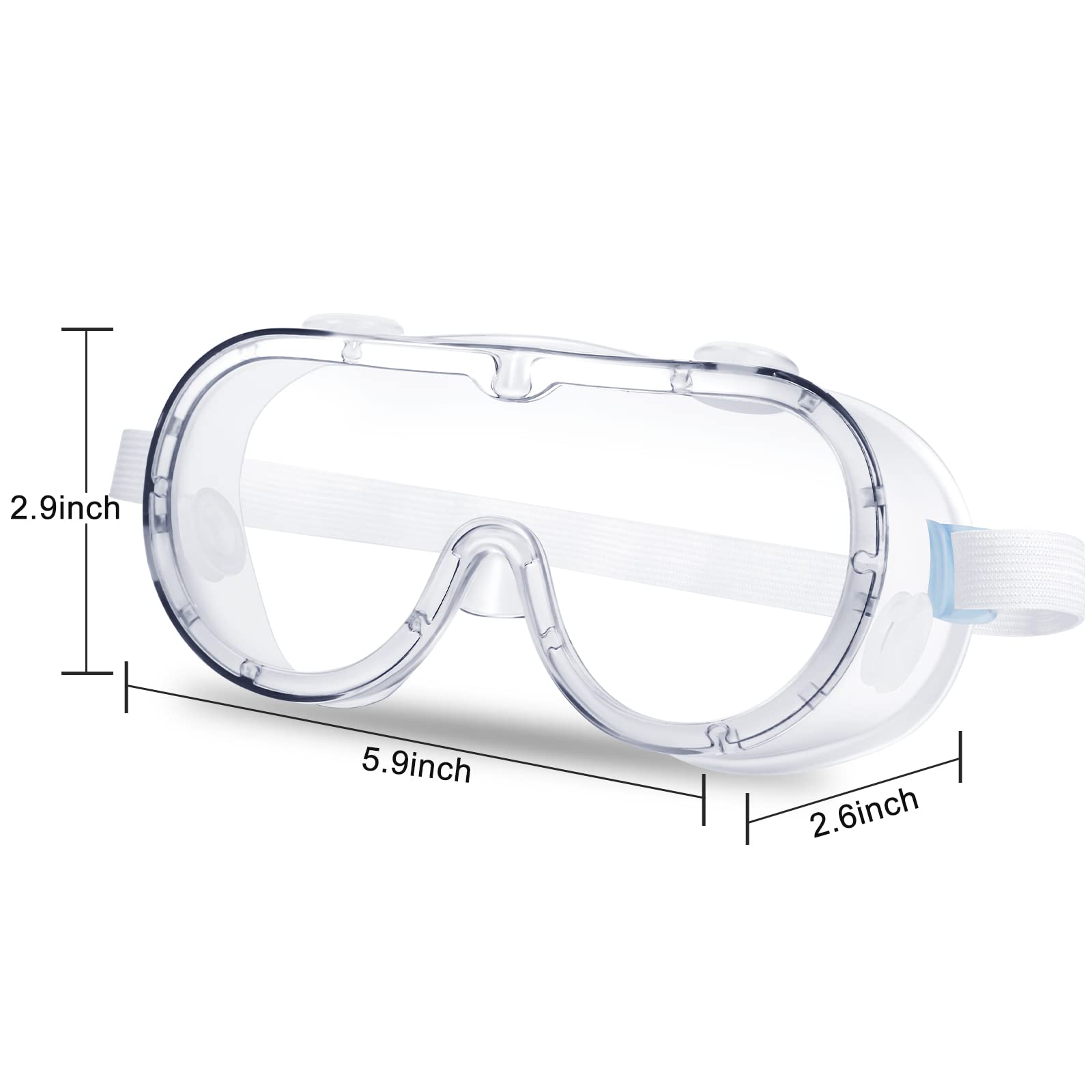 TGS 12 Pack Safety Goggles Anti Fog Protective Safety Glasses Over Eyeglasses Scratch Resistant Protective Coating Eye Protection Clear, Vented Panoramic Lenses with Extreme Impact Resistance