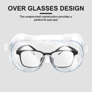 TGS 12 Pack Safety Goggles Anti Fog Protective Safety Glasses Over Eyeglasses Scratch Resistant Protective Coating Eye Protection Clear, Vented Panoramic Lenses with Extreme Impact Resistance