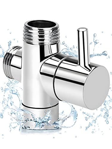 Bidet T Valve,T Valve Adapter for Bidet with Shut-off Value,Bidet Adapter for Toilet 7/8" x 7/8" x 1/2", T Adapter for Hand Held,Chrome Finish