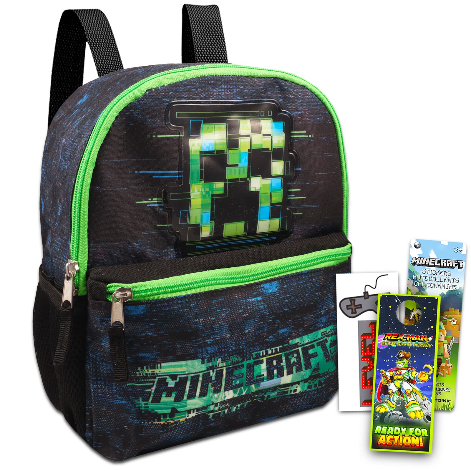 Game Party Minecraft Mini Backpack for Boys, Girls - Bundle with 11" Minecraft Backpack for School and Travel Plus Stickers and More | Minecraft School Bag