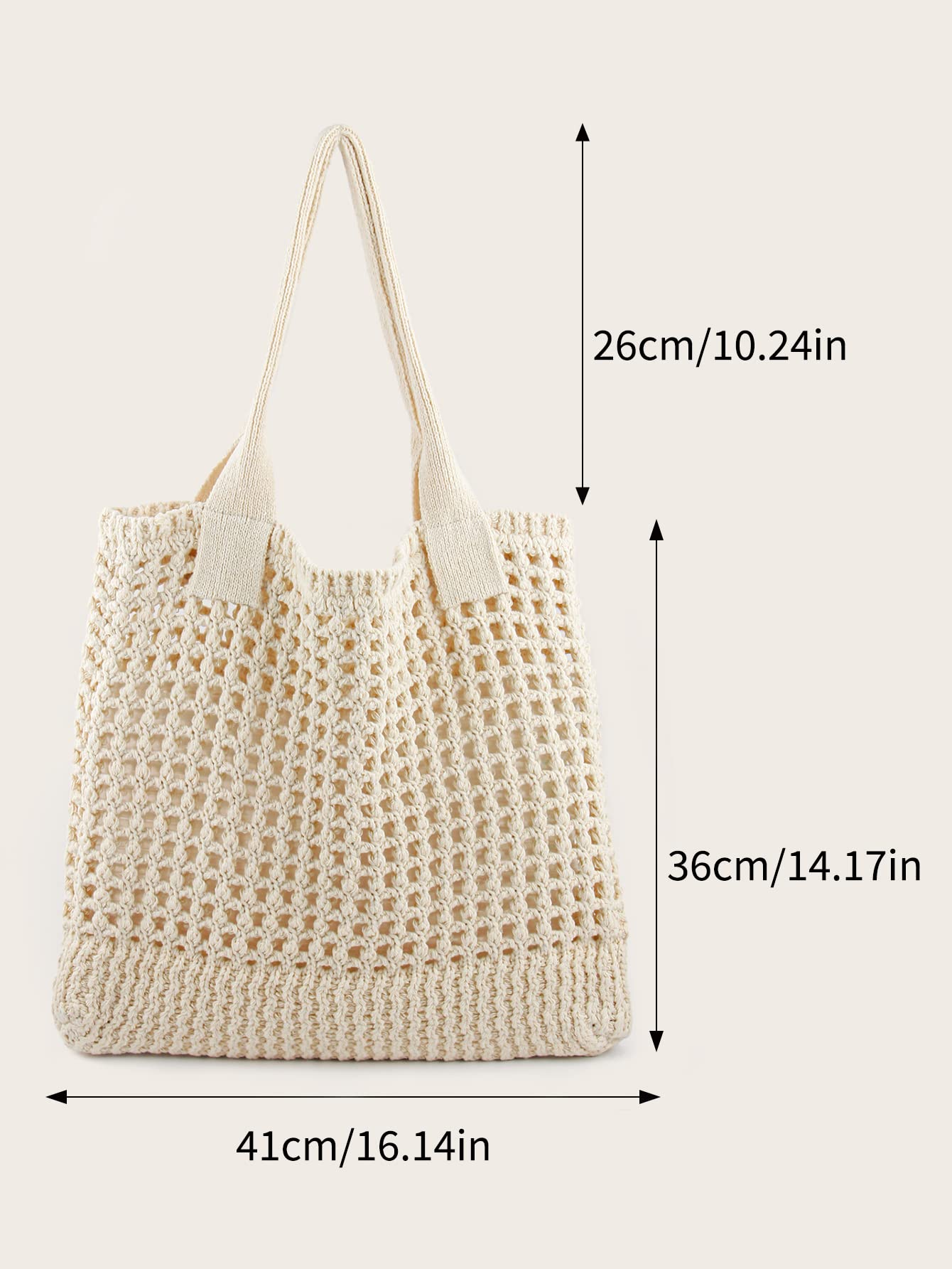 ENBEI Womens Large Beach Tote Bags Shoulder Handbags knit bag Tote bag aesthetic for Beach Crocheted tote cute Tote bags (white)