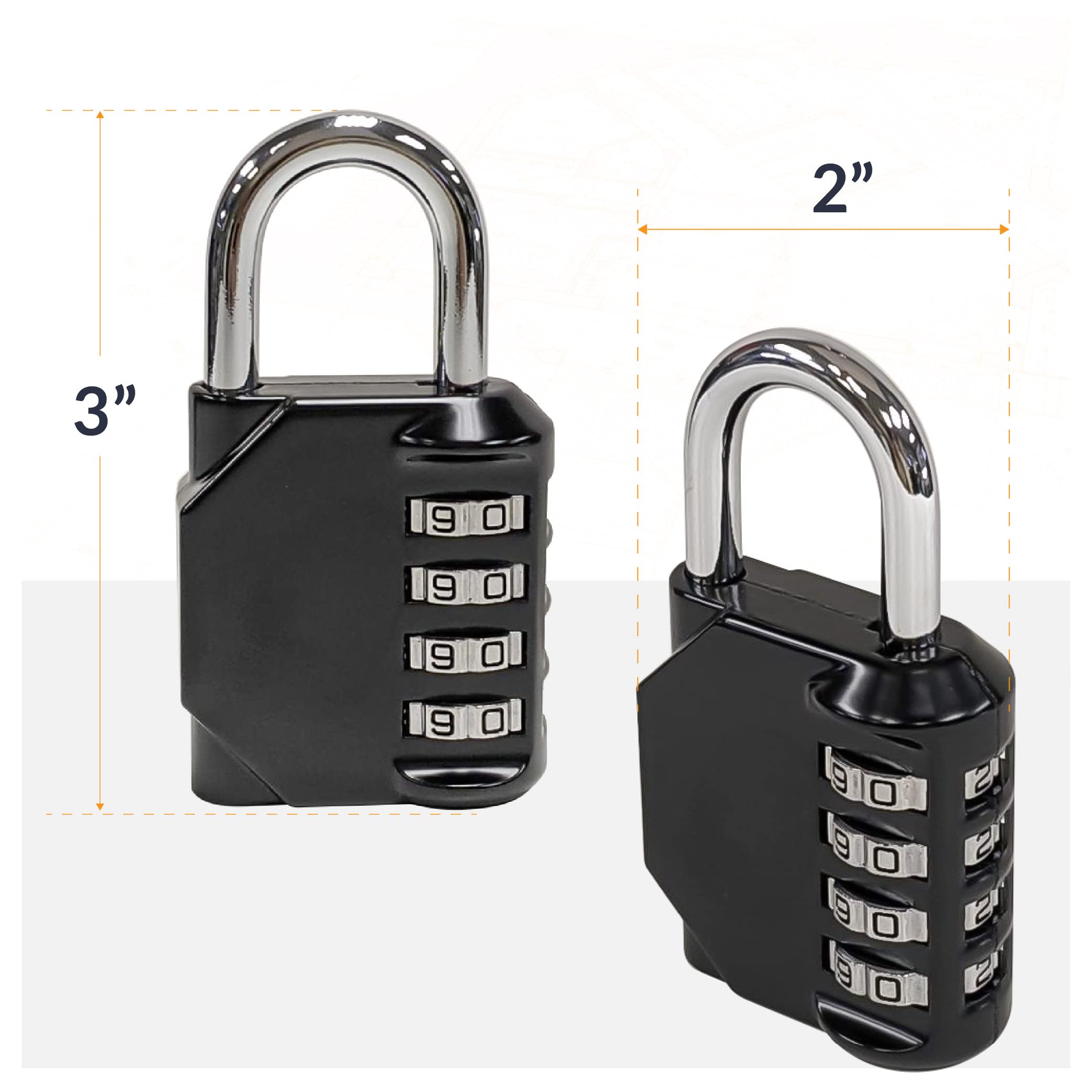 Newhouse Hardware Improved 4-Digit Combination Lock | Outdoor Waterproof Padlock for School, Gym Locker, Sports Locker, Fence, Toolbox, Gate, and Travel | Customizable 4-Digit Lock Combo | Black