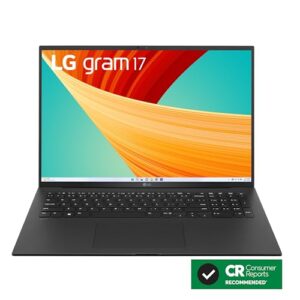 lg gram 17” lightweight laptop, intel 13th gen core i7 evo platform, windows 11 home, 16gb ram, 1tb ssd, black