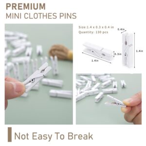 Clothes Pins, 130 Pcs Wooden Clothes Pins, 1.4 Inch White Clothespins, Mini Clothes Pins for Photo, Baby Shower, Party, Crafts DIY Project