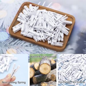 Clothes Pins, 130 Pcs Wooden Clothes Pins, 1.4 Inch White Clothespins, Mini Clothes Pins for Photo, Baby Shower, Party, Crafts DIY Project