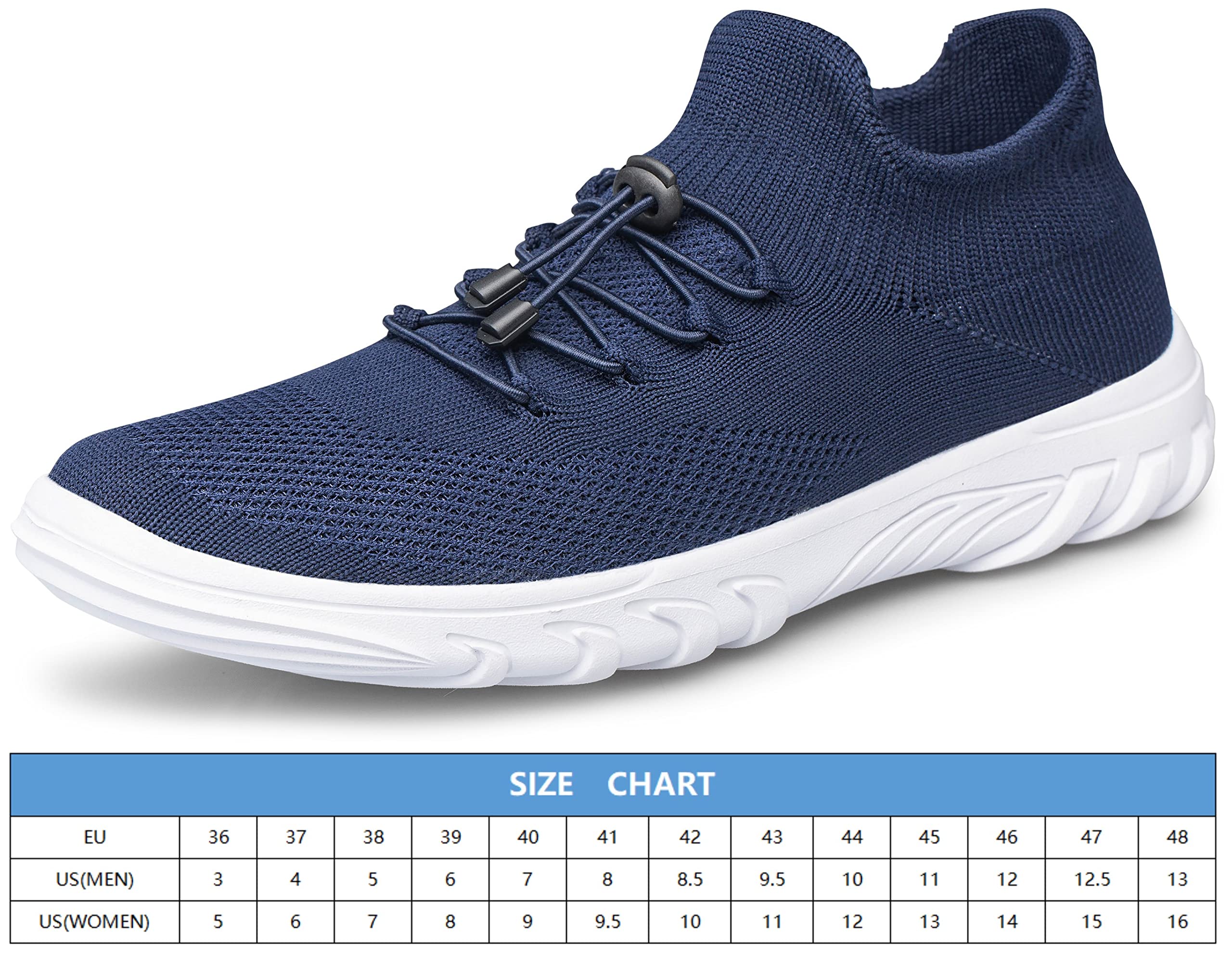 SILLENORTH Mens Womens Water Shoes Quick-Dry Sock Aqua Water Sneakers Slip-on Shoes for Diving Swimming Surfing Beach Blue 9 Women/7 Men