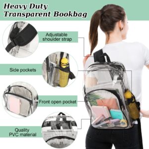 6 Pcs Clear Backpack Set Heavy Duty PVC Transparent Backpack Clear Book Bag See Through Backpack Clear School Bag with Clear Toiletry Bag Pencil Case