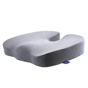 pubemy gel infused high dense memory foam seat cushions for office chair, car, wheelchair-coccyx seat cushion for tailbone pain pressure relief (light grey)