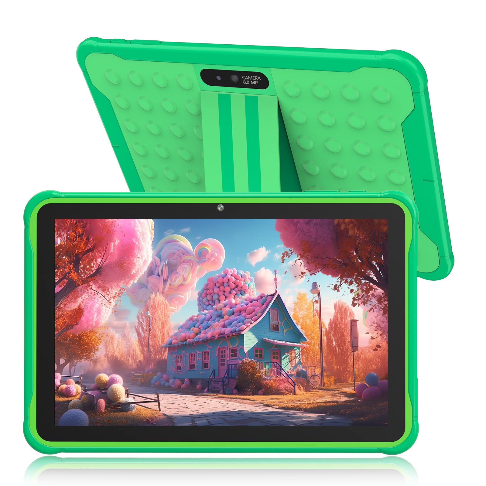 NEWISION Kids Tablet 10 Inch,Android 10 Toddler Tablet,Kids Learning Tablet with Dual Camera,32GB Kids WiFi Tablets,6000MAH,Kid-Proof Case (Green)