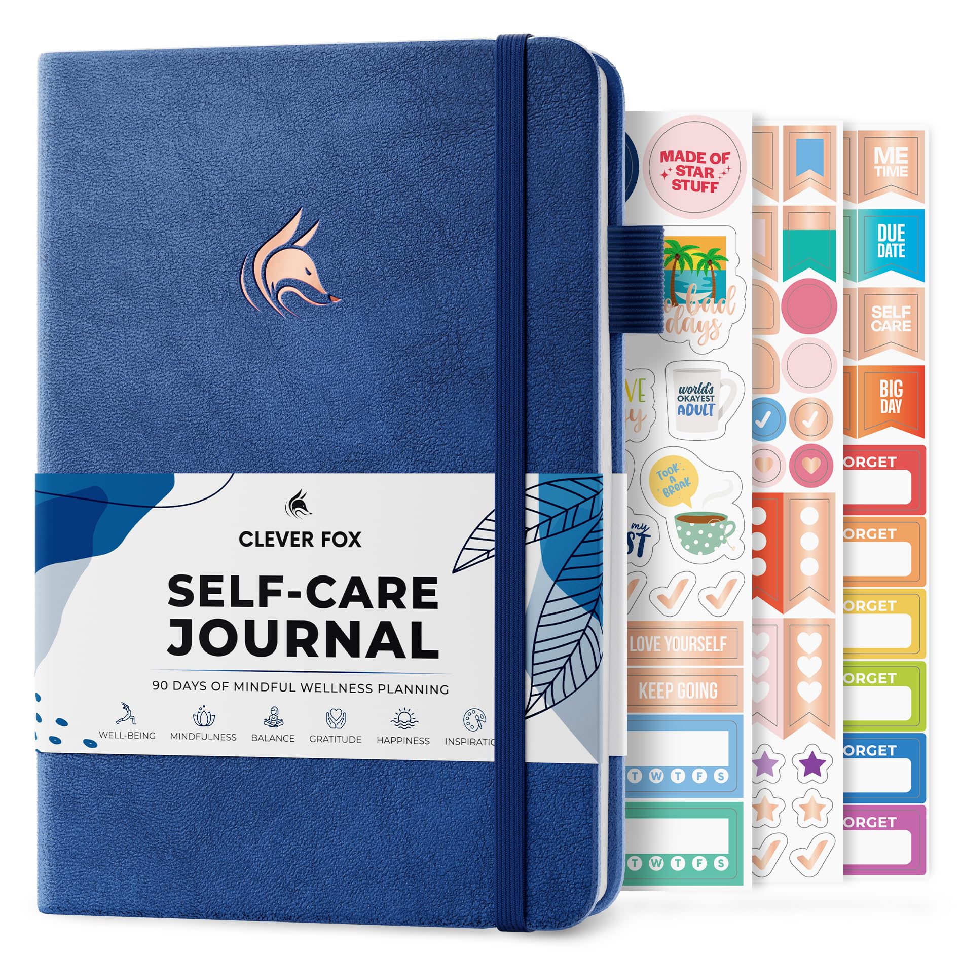 Clever Fox Self-Care Journal – Daily Reflection Notebook – Mental Health & Personal Development Planner, Meditation & Mood Log, A5 (Mystic Blue)