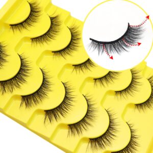 Ahrikiss False Eyelashes Wispy Natural Lashes 10mm Soft Handmade Faux Mink Lashes Fluffy Eye Lashes Pack|M28