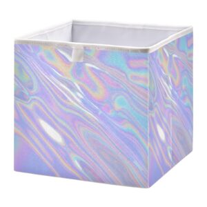 kigai iridescent bow storage box, foldable storage bins, decorative closet organizer storage boxes for home