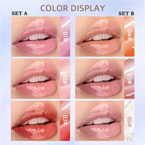 QiBest 3 Colors Lip Oil, Hydrating Lip Gloss Set, Tinted Lip Balm, Long Lasting Non-sticky Lipgloss with Big Head Brush, Transparent Lip Care Products for Dry Lips, Moisturizing, Nourishing