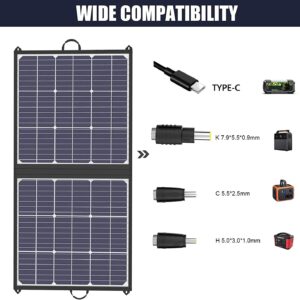 YESPER Foldable 100W Solar Panel Charger, Compatible with Armor PRO Portable Power Station, with Dual USB(USB-A & USB-C) & 18V DC Output(3 Connectors), for Outdoor Camping Van RV Trip