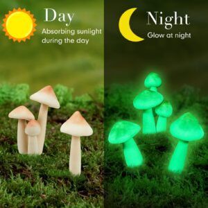 Taiyin 10 Pcs Luminous Mushroom Lights Miniature Garden Mushrooms Outdoor Decor Waterproof Glow in The Dark Mushroom Yard Decor for Fairy Outdoor Garden Micro Landscape Christmas Tree Decor