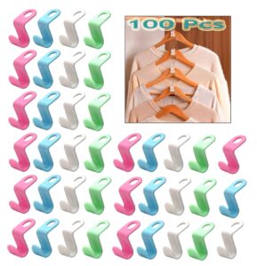 clothes hanger connector hooks,50 pcs hanger hooks,hanger extender clips, cascading clothes hangers for heavy duty space saving cascading connection hooks clip for closet wardrobe organiser(50pwhite)