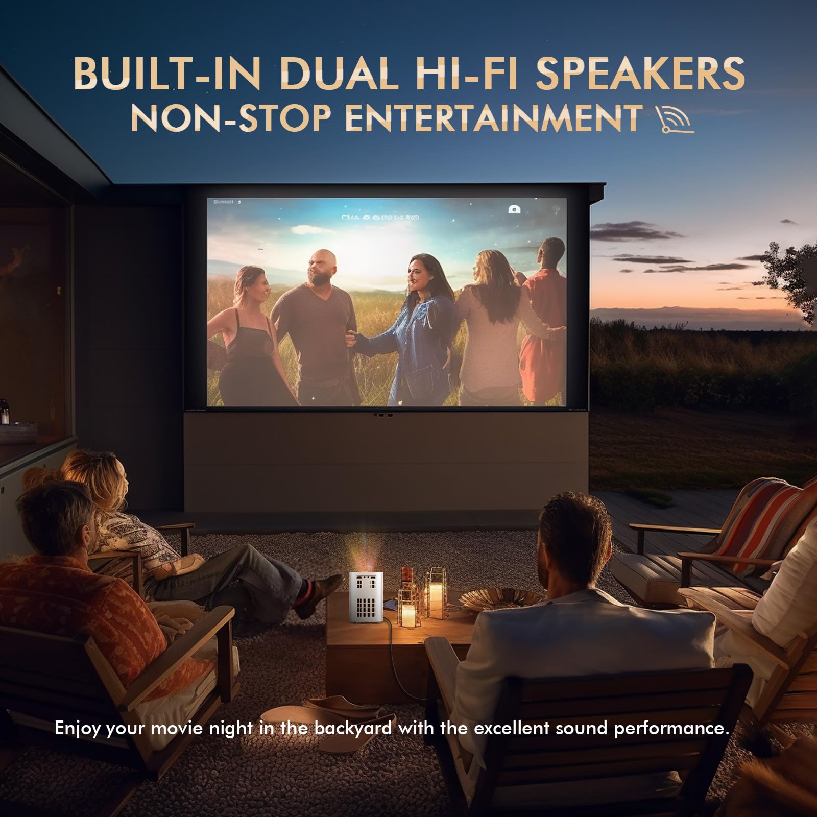 Mini Projector, Native 1080P Projector 1.9lbs, 16000Lux 250" Display & Dual Hi-Fi Speakers, 5G WIFI and Bluetooth Wireless Screen Mirroring Projector for Home Indoor Ourdoor Compatible with PS5/PC/TV