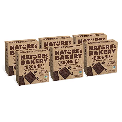 Nature’s Bakery Double Chocolate Brownie Bars, Whole Grains, Dates, and Cocoa, Plant Based, Dairy-Free, Snack Bar, 6 Count (Pack of 6)