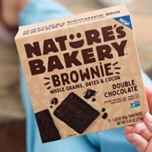 Nature’s Bakery Double Chocolate Brownie Bars, Whole Grains, Dates, and Cocoa, Plant Based, Dairy-Free, Snack Bar, 6 Count (Pack of 6)