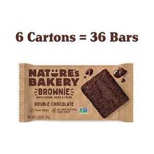 Nature’s Bakery Double Chocolate Brownie Bars, Whole Grains, Dates, and Cocoa, Plant Based, Dairy-Free, Snack Bar, 6 Count (Pack of 6)