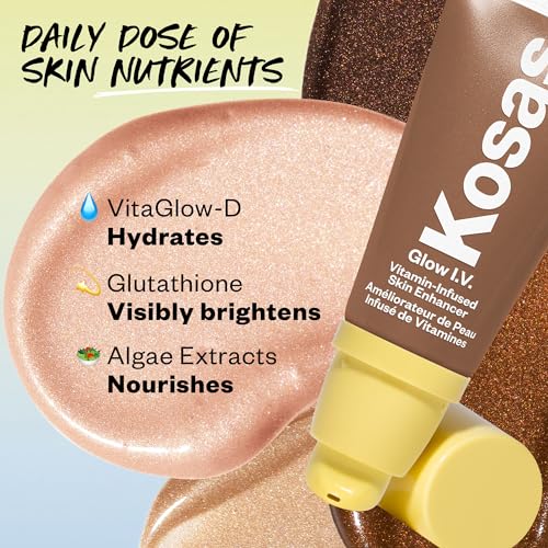 Kosas Glow I.V. Vitamin-Infused Skin Enhancer Face Makeup - Tinted Beauty Highlighter for a Healthy Glow - Illuminate