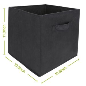 EZOWare Bundle Kit Set of 10 Fabric Basket Bins Bundle Kit, Black Collapsible Organizer Storage Cube with Handles for Home, Bedroom, Baby Nursery, Kids Playroom Toys - 13"x15"x13" + 10.5"x 10.5"x 11"