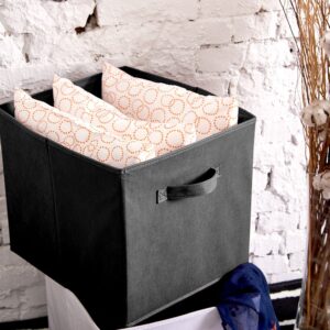 EZOWare Bundle Kit Set of 10 Fabric Basket Bins Bundle Kit, Black Collapsible Organizer Storage Cube with Handles for Home, Bedroom, Baby Nursery, Kids Playroom Toys - 13"x15"x13" + 10.5"x 10.5"x 11"