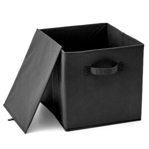 EZOWare Bundle Kit Set of 10 Fabric Basket Bins Bundle Kit, Black Collapsible Organizer Storage Cube with Handles for Home, Bedroom, Baby Nursery, Kids Playroom Toys - 13"x15"x13" + 10.5"x 10.5"x 11"