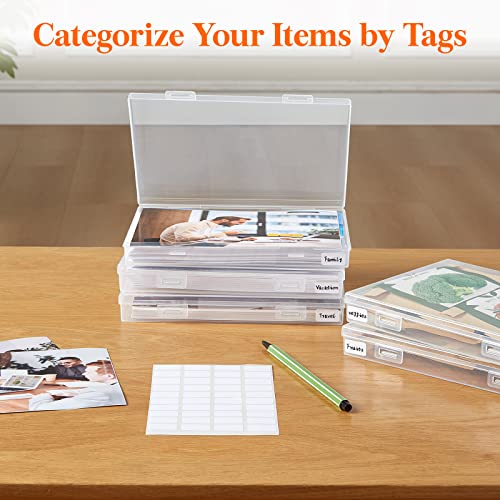 Lifewit Photo Storage Box 5x7 Photo Case, 9 Inner Photo Keeper, Clear Photo Boxes Storage, Seed Organizer Craft Storage Box for Cards Pictures Stamps Office Supplies with 1 Sheet Label Sticker