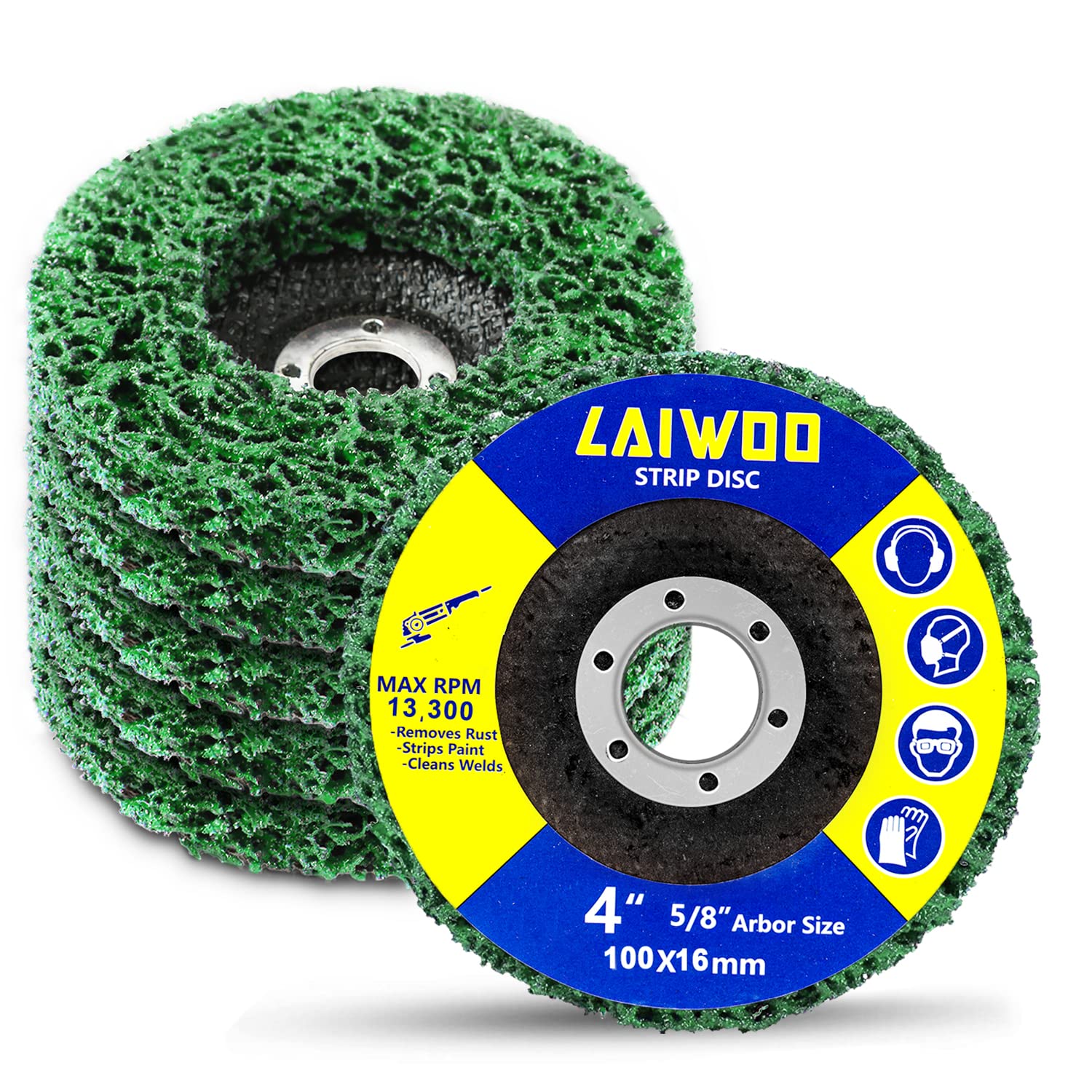 LAIWOO Strip Discs Stripping Wheel for Angle Grinder 4'' x 5/8'', Rust Remover Wheel Abrasive Disc Clean and Remove Paint Coating Rust Welds Oxidation (5 Pack)