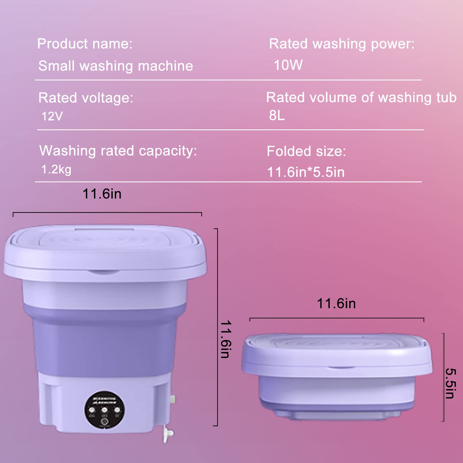 Portable Washing Machine,Mini Washer Suitable for Washing Small Pieces of Clothing, Baby Clothes,Underwear,Socks,Portable Washer Machine for Apartments, Dormitories, Camping,RV Purple