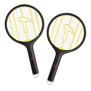 endbug electric fly swatter racket 2 pack, hangable mosquito zapper, 3000v handheld bug zapper racket, fly zapper for indoor & outdoor