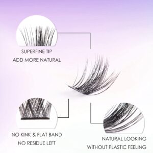 Lash Clusters 72 Pcs Individual Lashes DIY Eyelash Extensions 10-16mm Length Reusable Soft Natural False Eyelashes Thin Band Lash Extension Kit for Makeup at Home