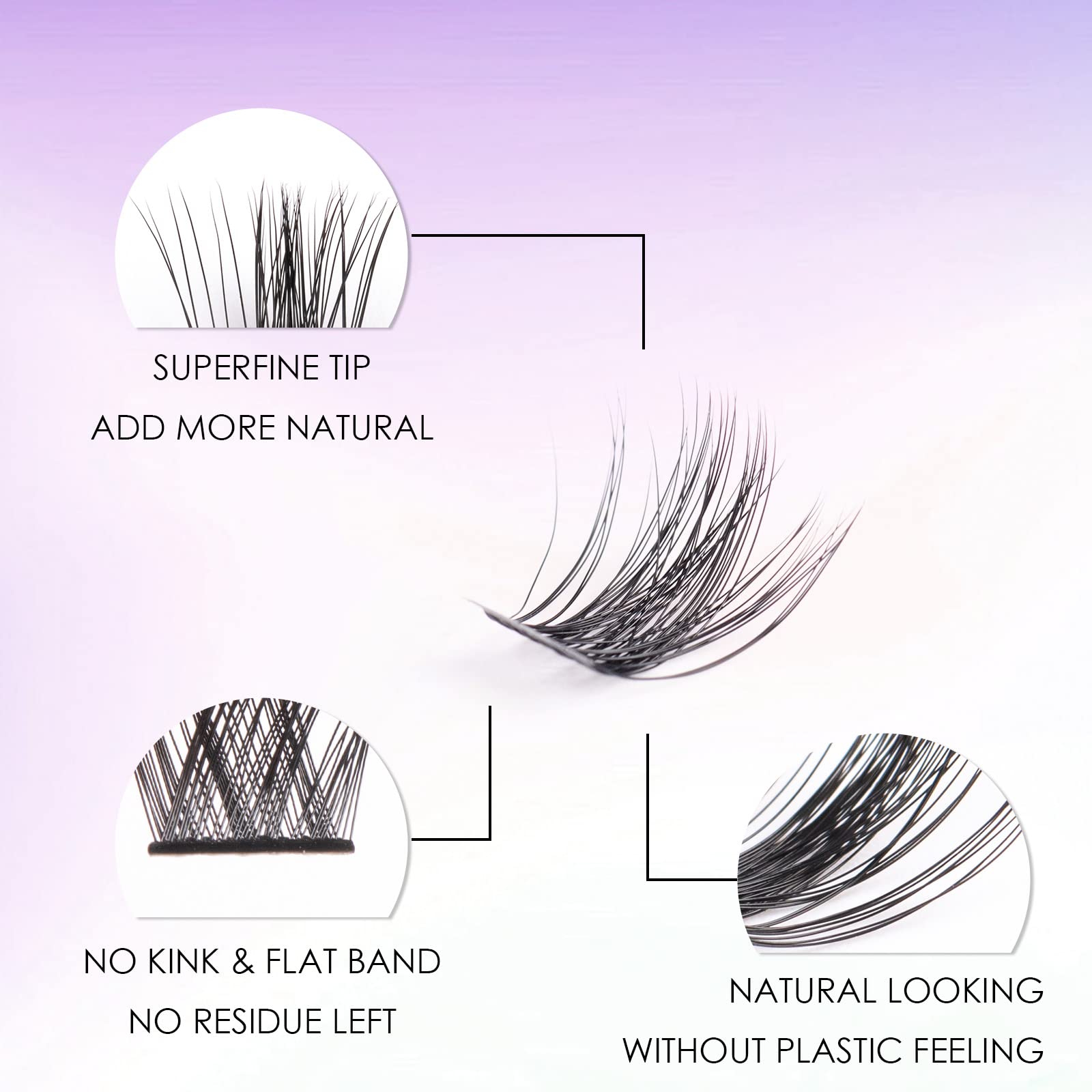 Lash Clusters 72 Pcs Individual Lashes DIY Eyelash Extensions 10-16mm Length Reusable Soft Natural False Eyelashes Thin Band Lash Extension Kit for Makeup at Home