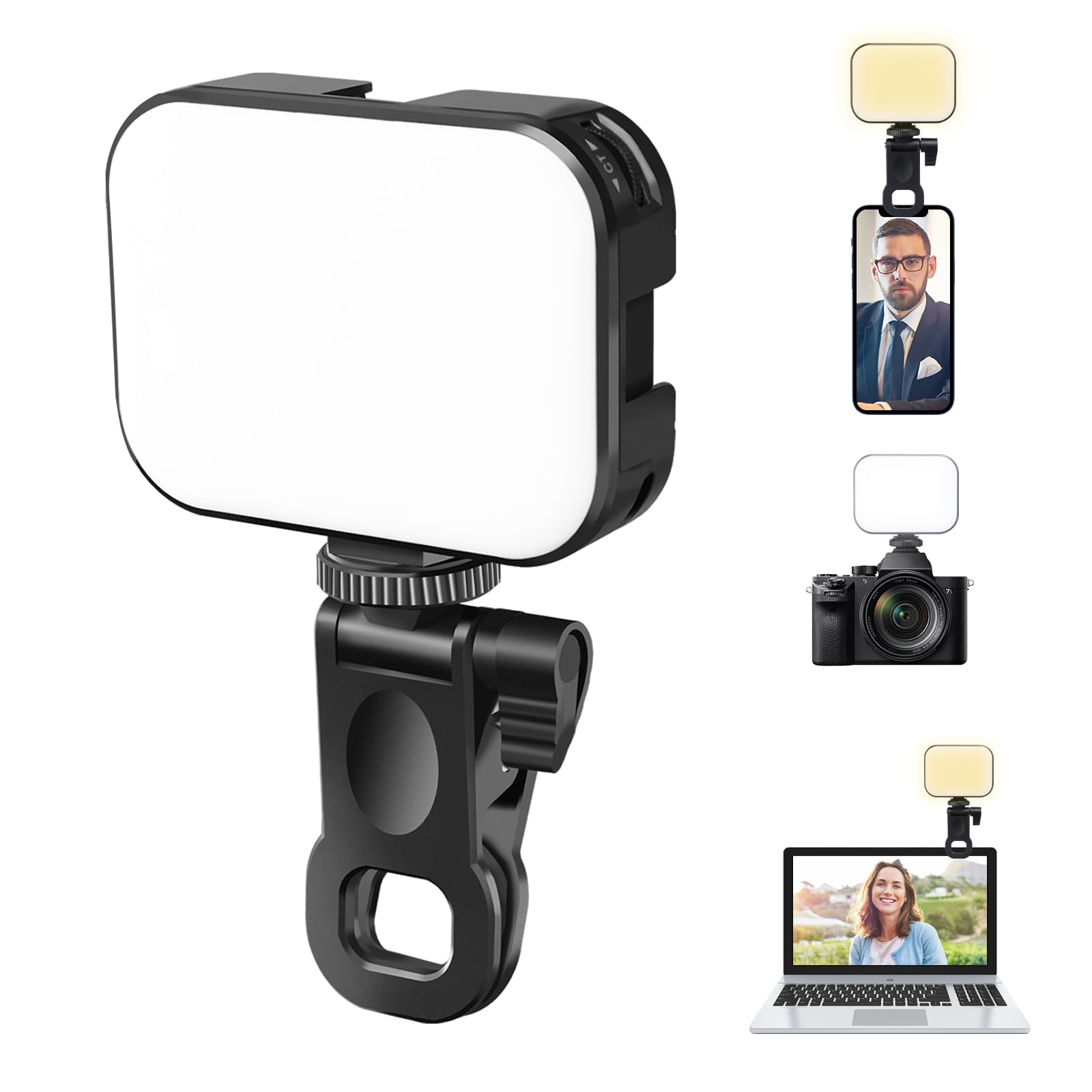 Ulanzi VL100X Selfie Light, Clip LED Light Panel for Phone/Laptop/Tablet/Computer, Bi-Color Portable Clip Camera Light with Dimmable 2500-6500K with 2000mAh Battery for Video Conference/Picture