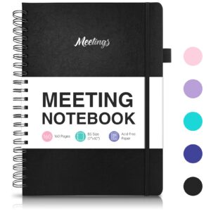 forvencer meeting notebook for work with action items, project planner agenda organizer for note taking, office/business supplies for women men, 160 pages, b5 size (7"x10"), purple