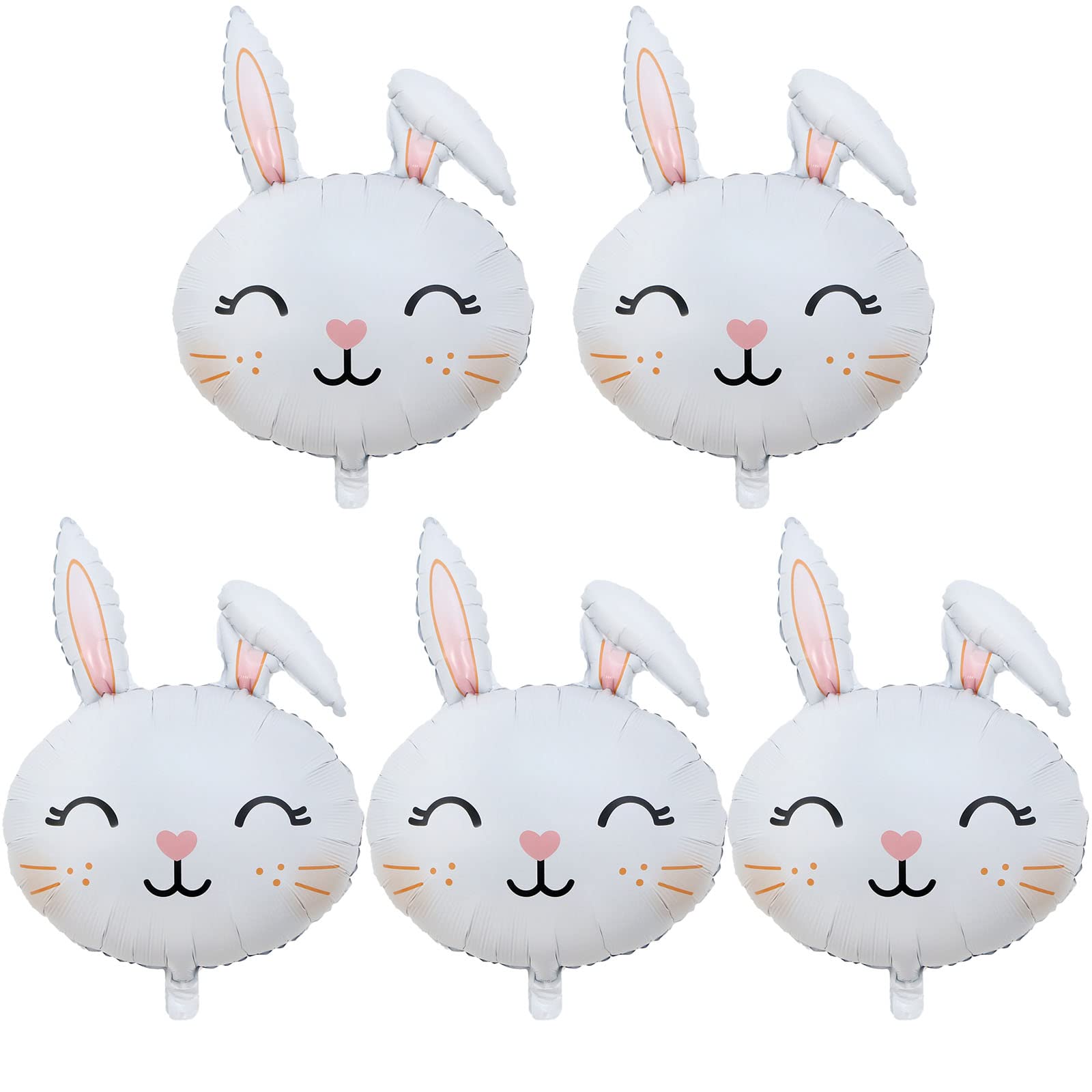 Bunny Balloons Easter Balloons Rabbit Head Foil Balloons for Easter Themed Party Easter Bunny Birthday Party Supplies Decorations Party Sets-5 PCS