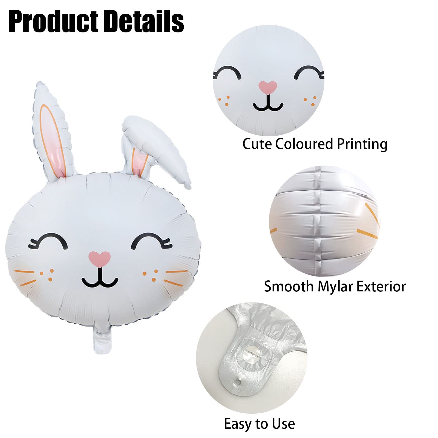 Bunny Balloons Easter Balloons Rabbit Head Foil Balloons for Easter Themed Party Easter Bunny Birthday Party Supplies Decorations Party Sets-5 PCS