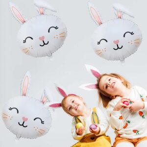 Bunny Balloons Easter Balloons Rabbit Head Foil Balloons for Easter Themed Party Easter Bunny Birthday Party Supplies Decorations Party Sets-5 PCS