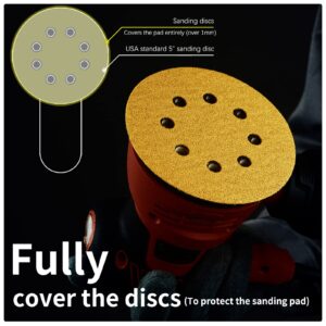 Faoyoon 5 Inch Sanding Discs Hook and Loop | 60/80/120/220/320 Grit Sandpaper Assortment | Orbital Sander Pads | Sand Paper for Automotive and Woodworking | 50 Pack